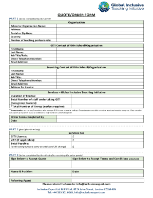 Fillable Online QUOTE/ORDER FORM Fax Email Print - pdfFiller