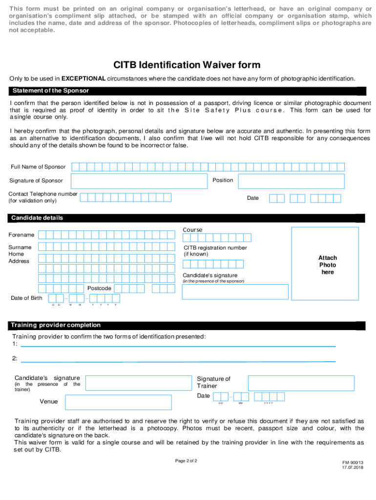 Fillable Online CPCS Identification Waiver form Fax Email Print - pdfFiller