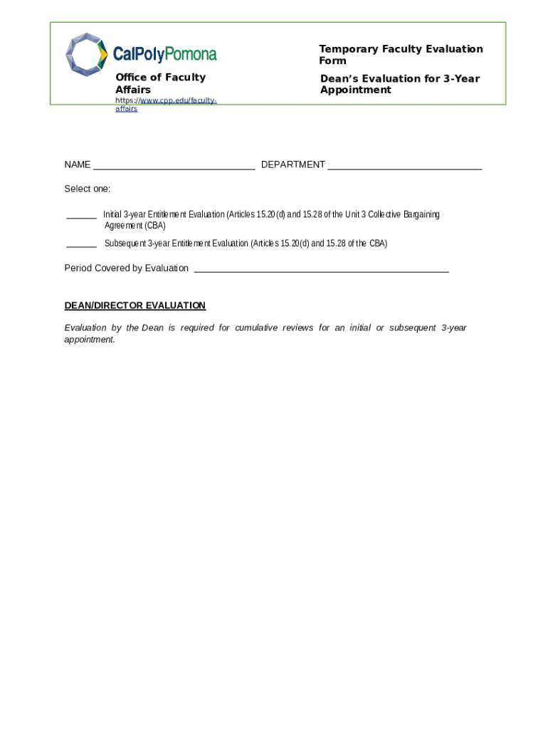 Dean/Director Evaluation - Annual Doc Template | pdfFiller