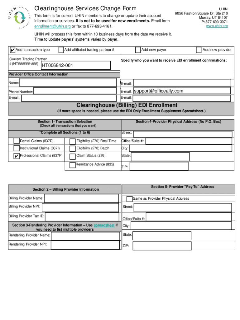 Fillable Online EDI Enrollment Change Form Fax Email Print - pdfFiller