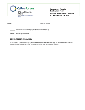 Temporary Faculty Evaluation ... Doc Template | pdfFiller