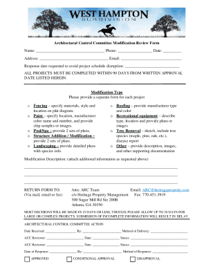 Fillable Online Architectural Control Committee Modification Review ...