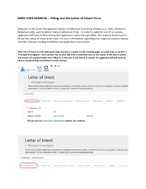 Fillable Online AIMS User Manual - Filling out the Letter of Intent ...