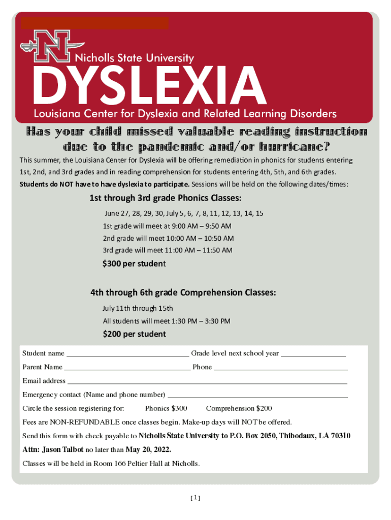 Fillable Online Early Identification of Dyslexia (Research to Practice ...
