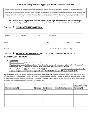 Fillable Online FORMS- 2023-2024- Independent- Aggregate Verification ...