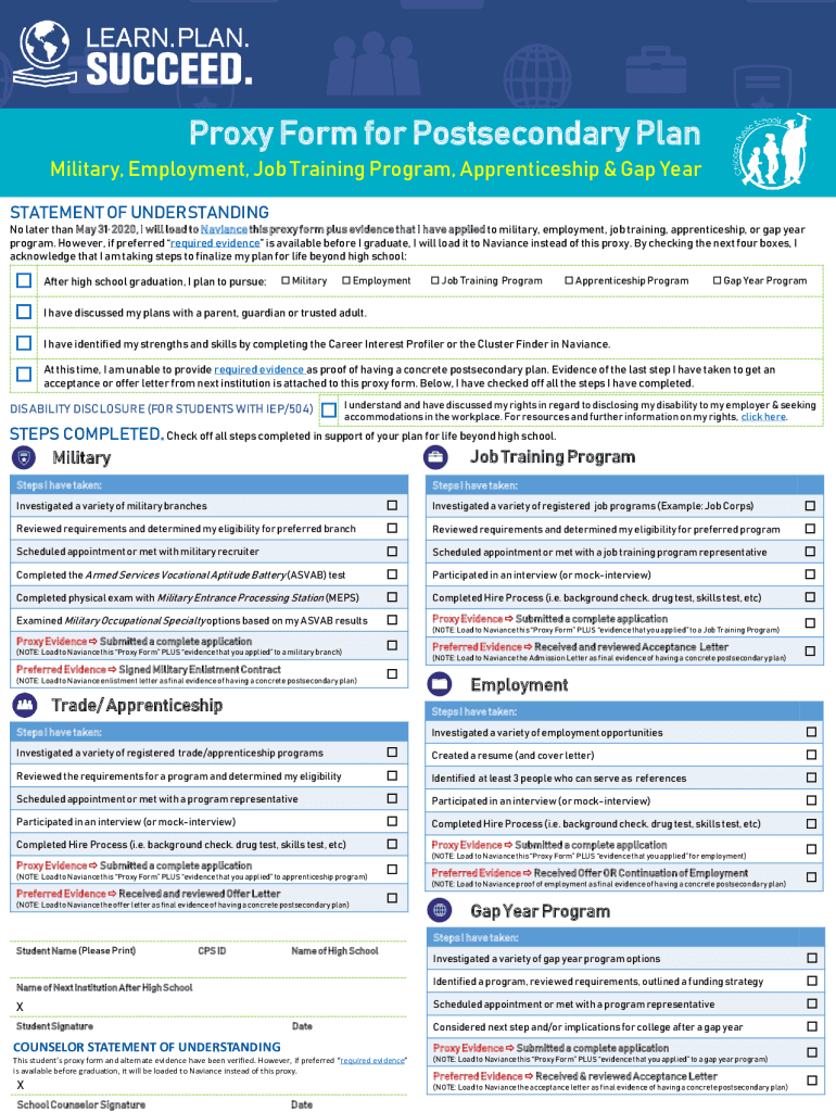 Fillable Online Proxy Form for Postsecondary Plan Fax Email Print - pdfFiller