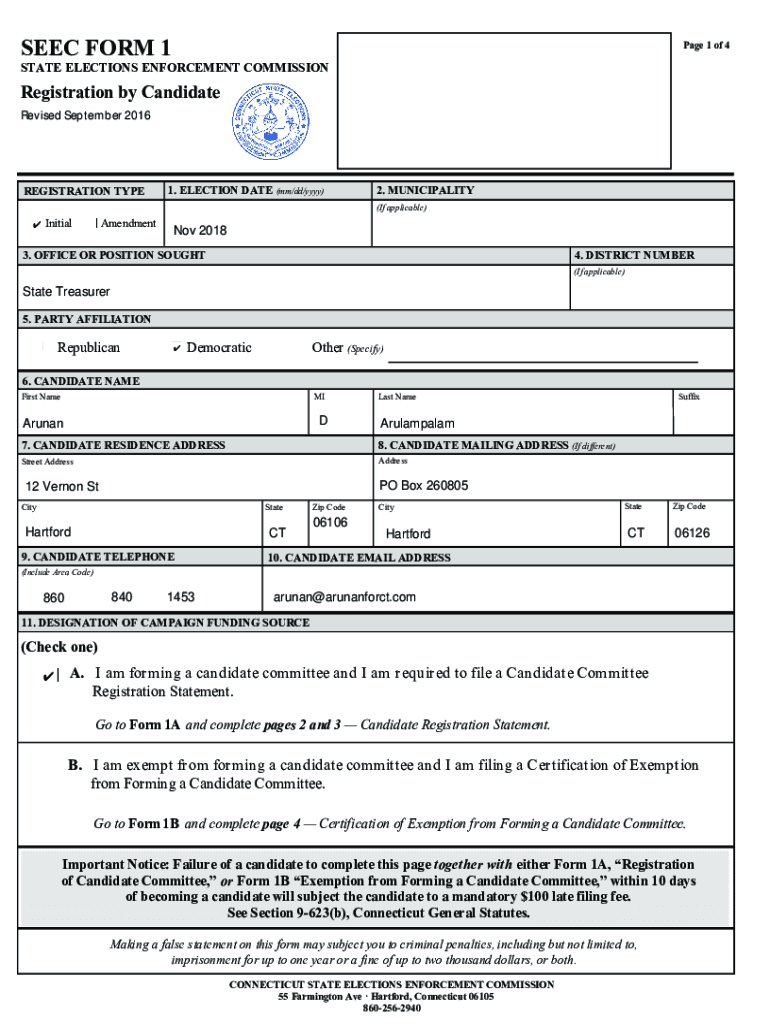 Fillable Online seec ct seec form 1b, moore Fax Email Print - pdfFiller