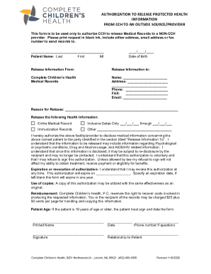 Fillable Online Authorization to Request / Release Health Information ...