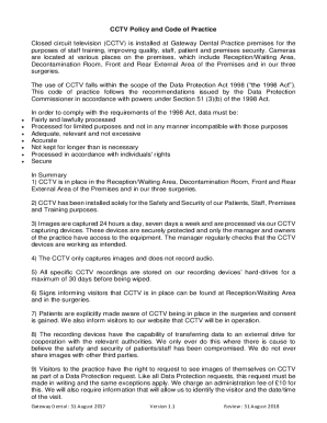 Fillable Online CCTV Policy and Code of Practice Closed circuit ...