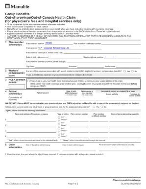 Fillable Online Out of Province or Canada Claim Form Fax Email Print ...