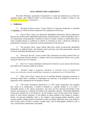 Fillable Online This Data Protection Agreement (Agreement) is made and ...