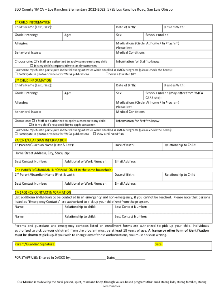Fillable Online Los Ranchos Elementary - San Luis Coastal Unified ...