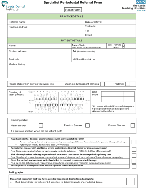 Fillable Online PERIODONTAL PATIENT REFERRAL FORM Fax Email Print ...