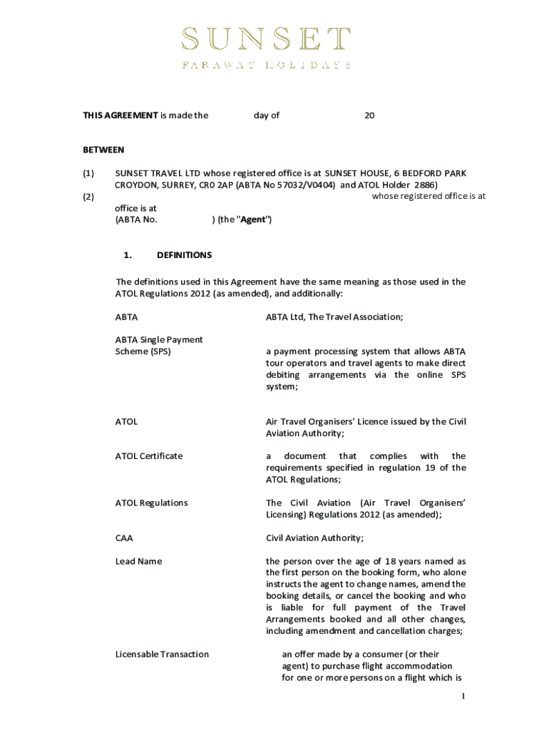 Fillable Online sunset co AGENCY AGREEMENT - Croydon Fax Email Print ...