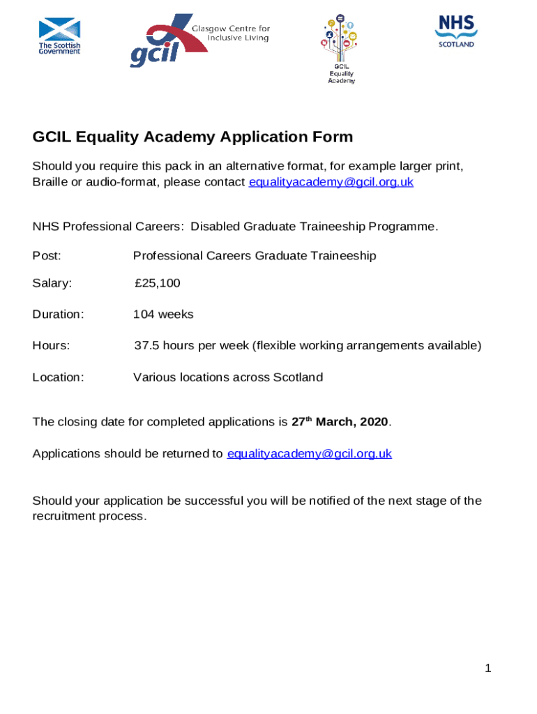 GCIL Equality Academy NHSScotland Application Pack tables. NHS ...