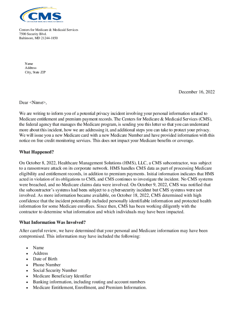 Fillable Online Incident Notification Letter. Incident Notification ...