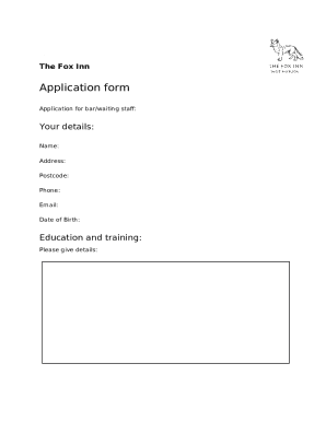 Waiter or Waitress job description template Doc Template | pdfFiller