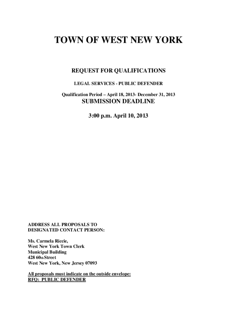 Fillable Online REQUEST FOR PROPOSAL Legal Services for the City of ...