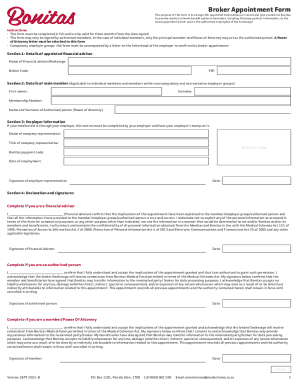Fillable Online Broker Appointment Form - Bonitas-Medical Fund Fax ...