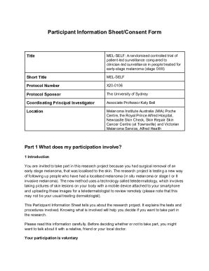 Fillable Online MEL-SELF Participant Information Sheet/Consent Form Fax ...