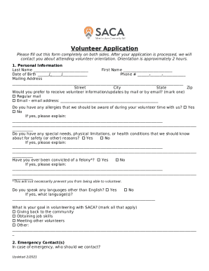 Volunteer Application Process Doc Template | pdfFiller