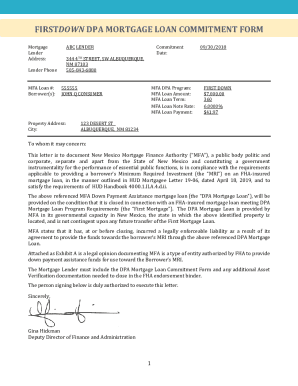Fillable Online FIRSTDOWN DPA MORTGAGE LOAN COMMITMENT FORM Fax Email ...