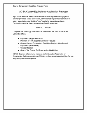 Fillable Online ACSA Course Equivalency Application Package Fax Email ...