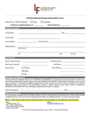 Fillable Online ACH Enrollment/Change Authorization Form Fax Email ...