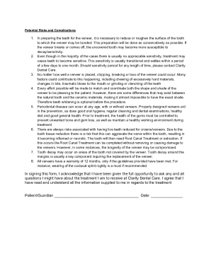 Fillable Online Veneer Consent Form - Clarity Dental Fax Email Print ...