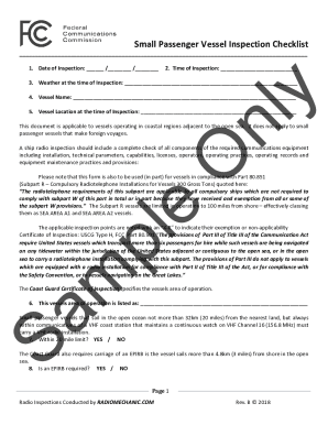 Fillable Online Small Passenger Vessel Inspection Checklist Fax Email ...