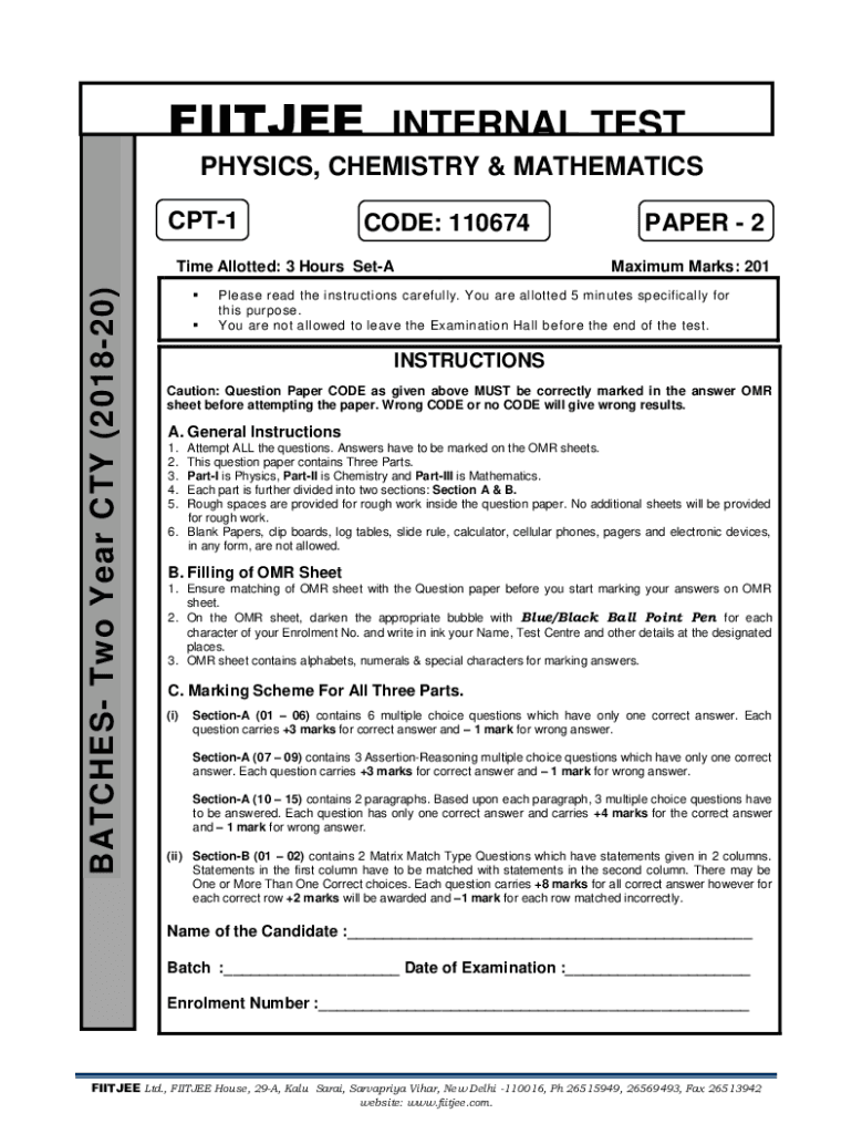 Fillable Online Are FIITJEE internal tests tougher than the real JEE ...