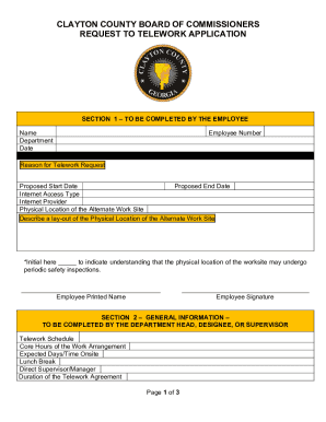 Fillable Online Telework Application - Version II (REVISED) Fax Email ...