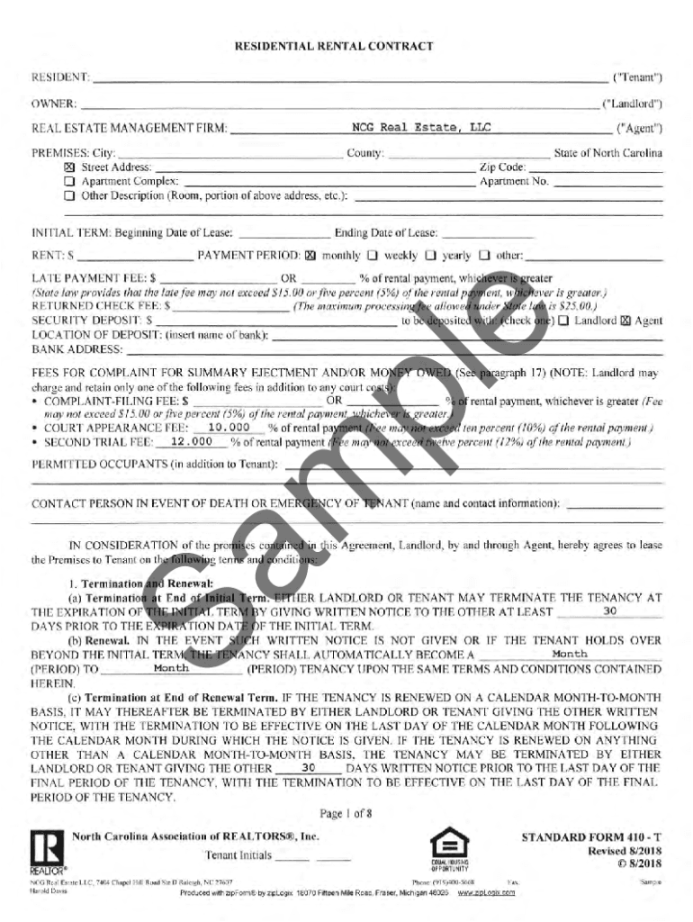 Fillable Online RESIDENTIAL RENTAL CONTRACT R E S I D E N T ... Fax ...