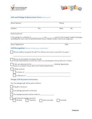 Fillable Online capital campaign pledge agreement form Fax Email Print ...