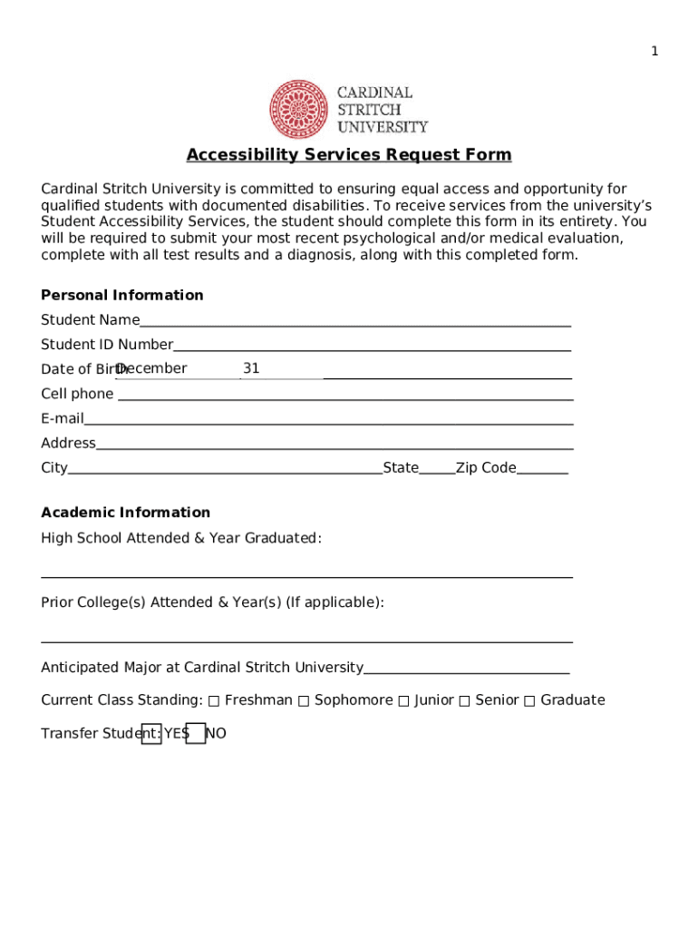 Accessibility Services Request Doc Template | pdfFiller