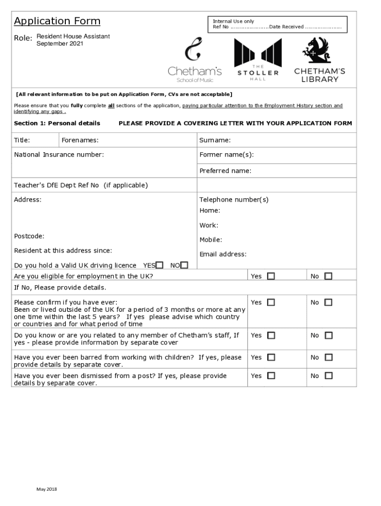 Fillable Online CV Application Form Template Fax Email Print - pdfFiller
