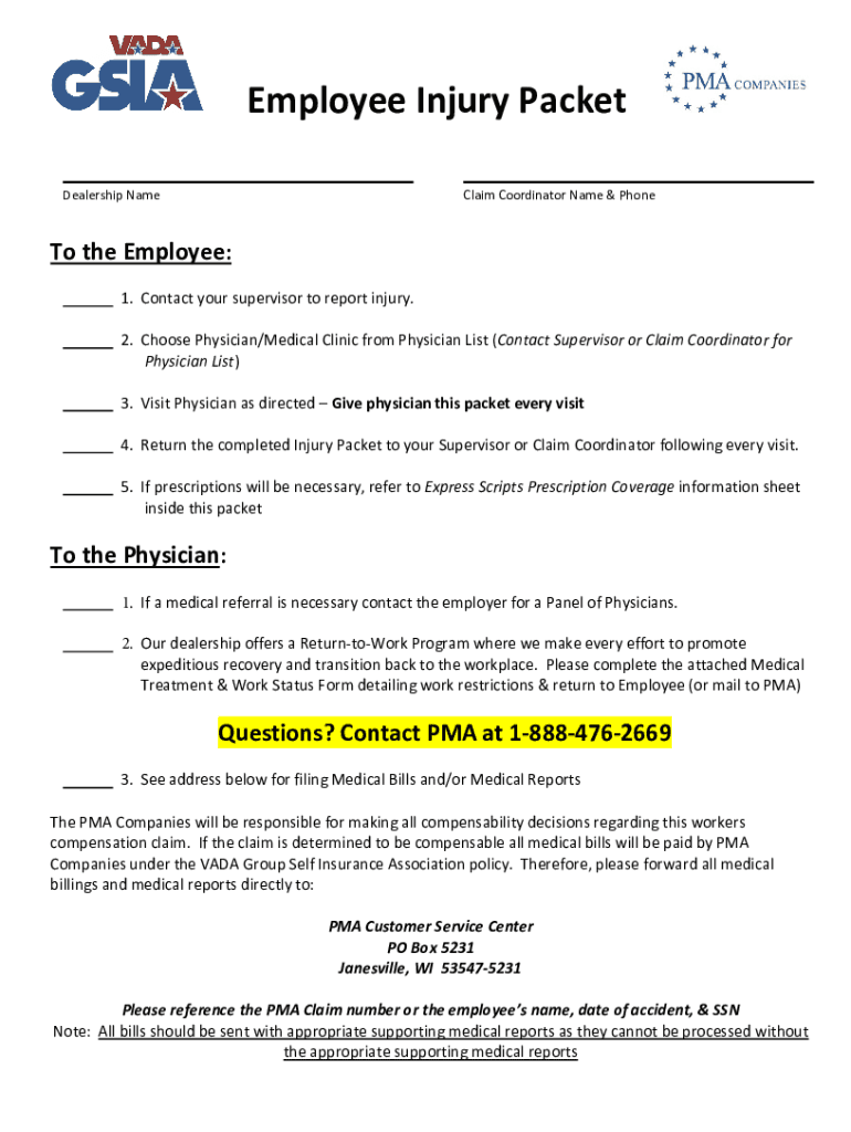 Fillable Online Managing Employee InjuriesRisk Management Services Fax ...