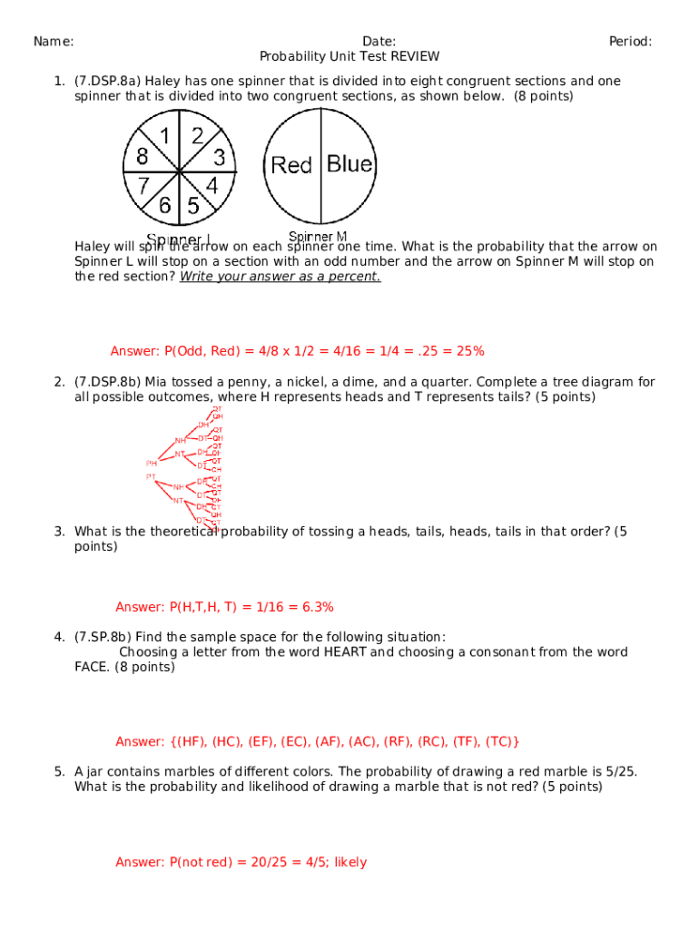 Introduction to Probability Unit Test Review and Test 100% Doc Template ...