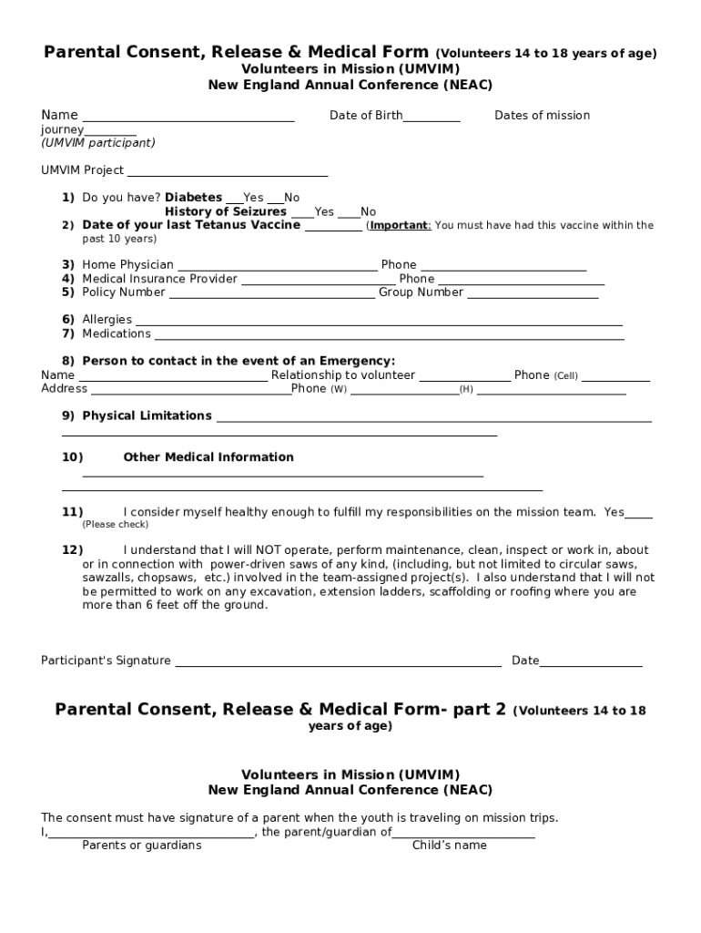 FREE 10+ Sample Parental Release s in MS Word Doc Template | pdfFiller