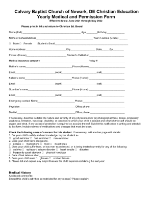 Fillable Online Yearly-Medical-Permission-Form- ... Fax Email Print ...