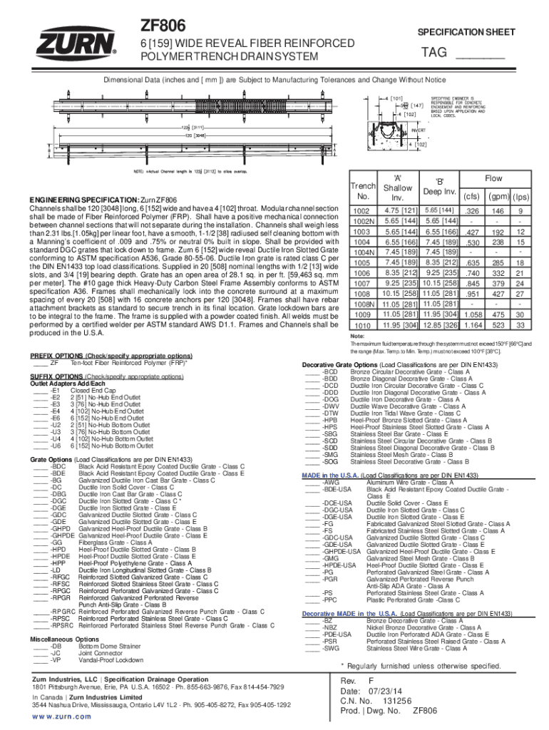 Fillable Online Specification Sheet - ZF806 Fax Email Print - pdfFiller