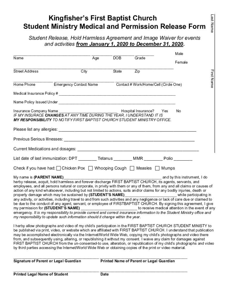 Fillable Online Youth Forms - First Baptist Church Fax Email Print ...