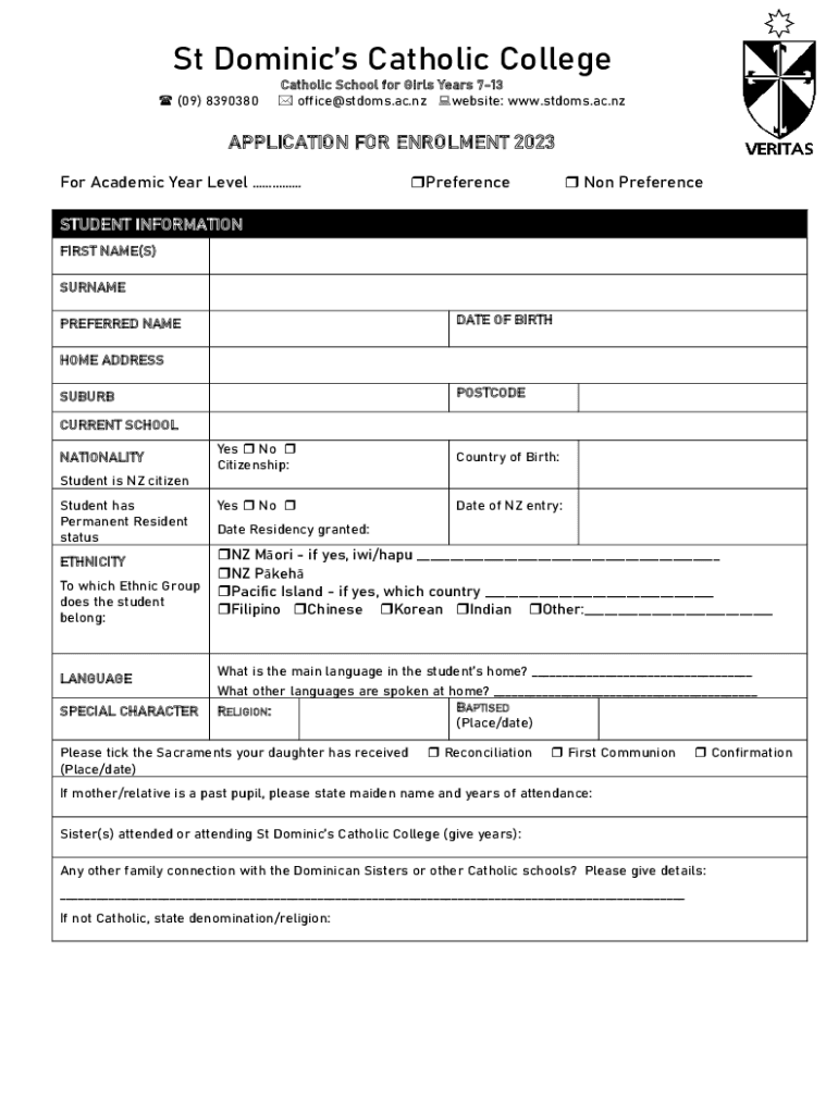 Fillable Online St Dominic's Sixth Form College Fax Email Print - pdfFiller