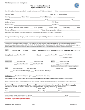 Fillable Online 22-23 PRESCHOOL-enrollment form.docx Fax Email Print ...