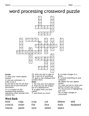 Fillable Online word processing crossword puzzle Fax Email Print - pdfFiller