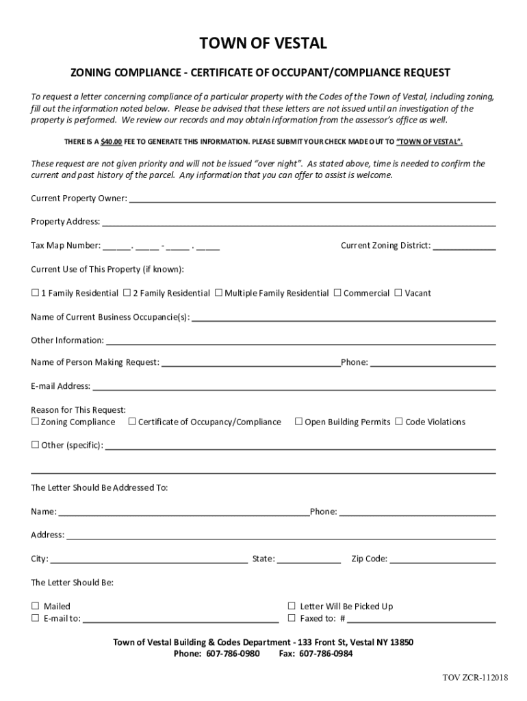 Fillable Online ZONING COMPLIANCE REQUEST SHEET Fax Email Print - pdfFiller