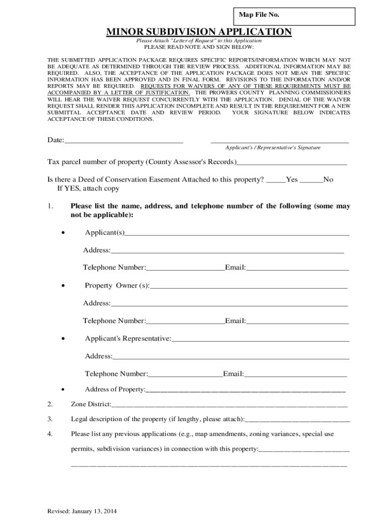 Fillable Online Permits & Licenses - Planning - Minor Subdivision ...