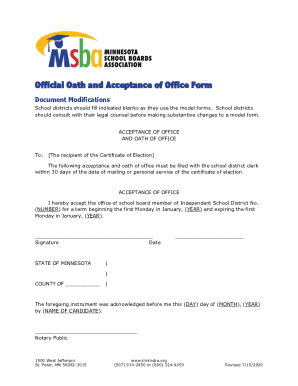 Fillable Online Official Oath and Acceptance of Office Form Fax Email ...