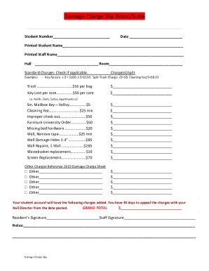 Fillable Online Damage Charge Slip Room/Suite Fax Email Print - pdfFiller