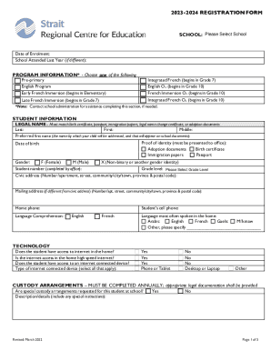 Fillable Online 2023-2024 registration form - school Fax Email Print ...